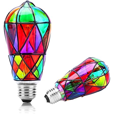 Greeogin Dimmable Stained Glass LED Light Bulb Led Color Bulb,E26 Base ...