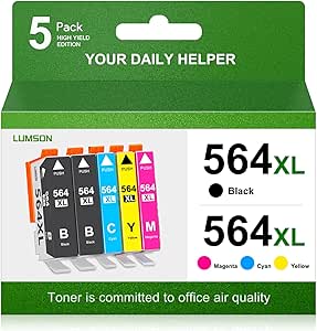 564XL 564 XL Ink Cartridges 5-Pack(2BK/1C/1M/1Y) Replacement for HP ...