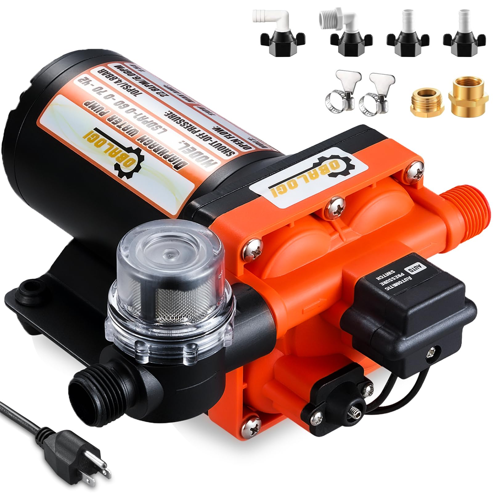 Rv Pump Fed Water System RV Fresh Water Pump 110V DC 6.0GPM 70PSI With