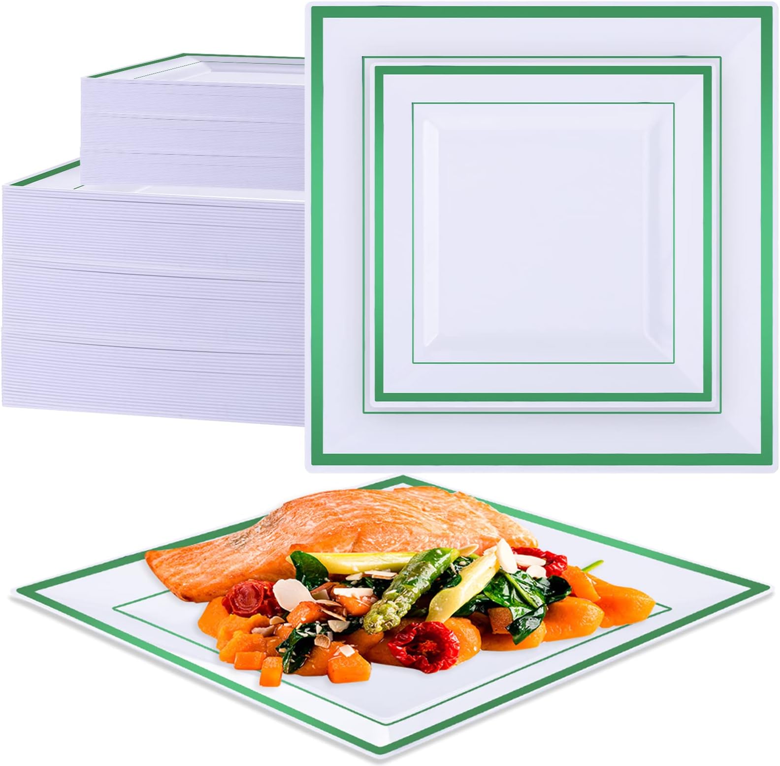 Amazon.com: 100 Pieces Wedding Party Plates Disposable Dinnerware Set ...