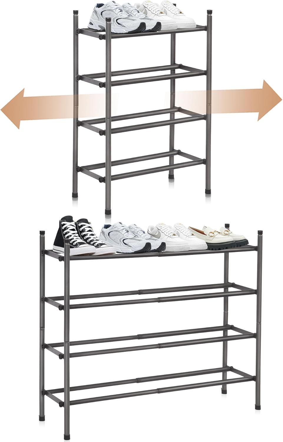 Amazon.com: STORAGE MANIAC Expandable Shoe Organizer, Stackable 4-Tier ...