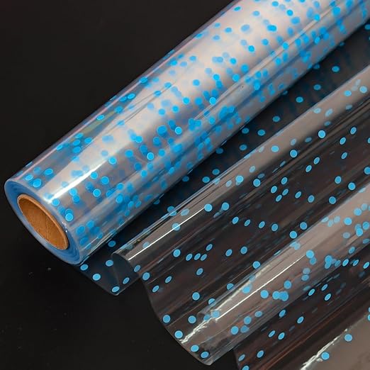 Amazon.com: CMFYHM Clear Cellophane Wrap Roll (34" x 100'Ft) Blue Polka ...