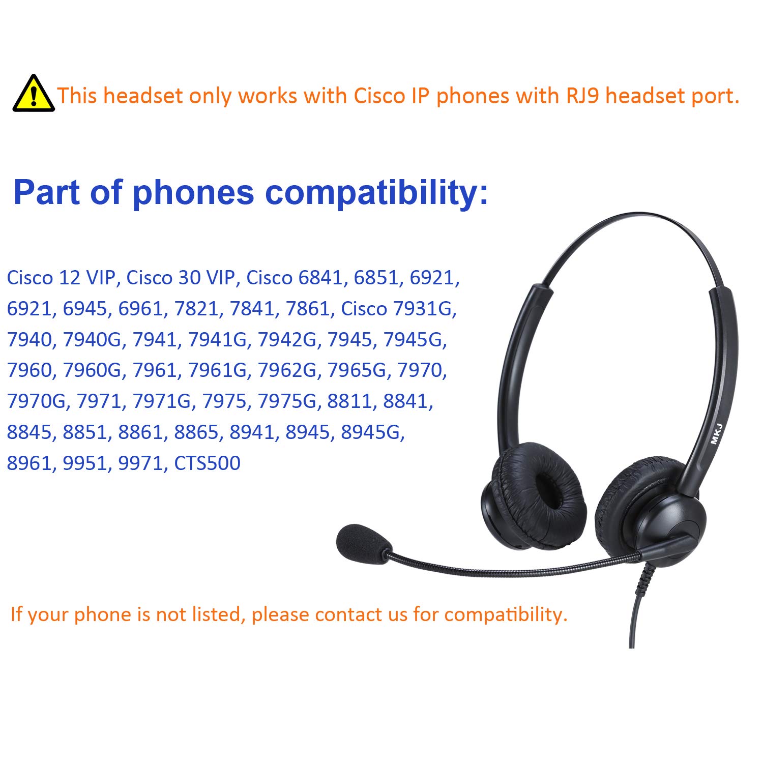 Amazon.com: Cisco Headset for Office Phones Dual Ear Landline Headset ...