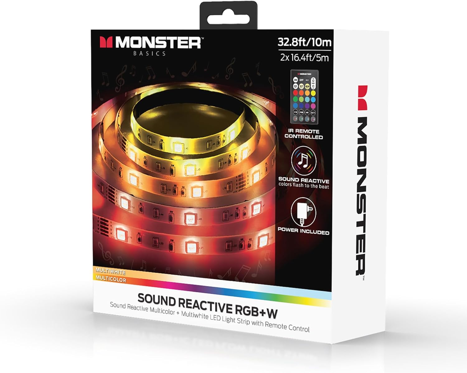 Amazon.com: Monster 32.8ft Music Reactive LED Strip with 120 LEDs, 12V ...