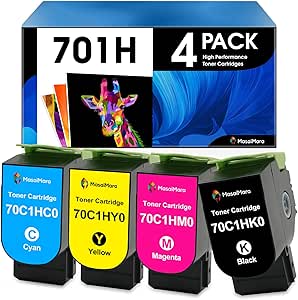 Amazon.com: MasaiMara 70C1HK0 70C1HC0 70C1HM0 70C1HY0 Compatible Toner ...