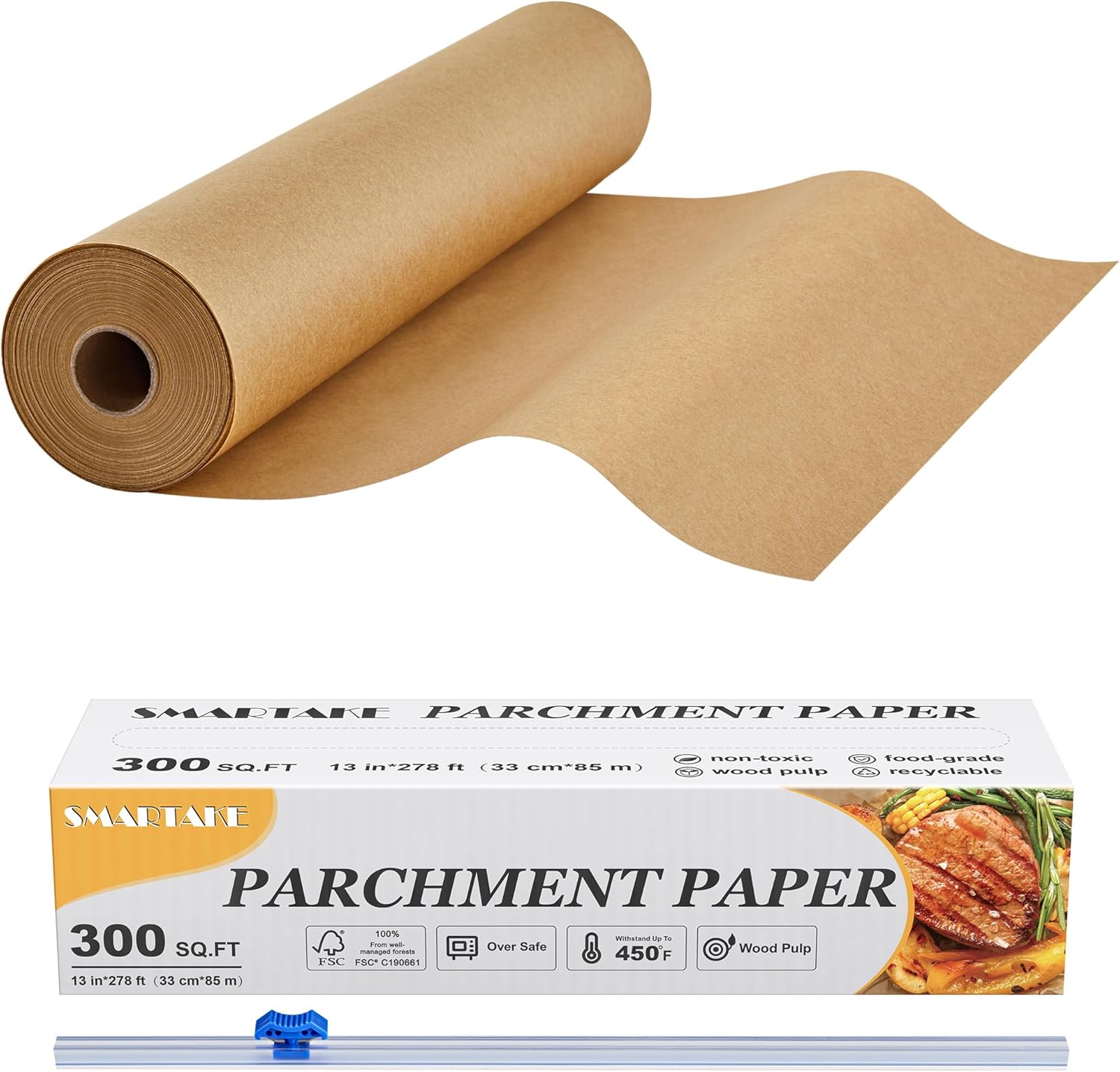 Amazon.com: SMARTAKE Parchment Paper Roll for Baking, 13 in x 278 ft ...