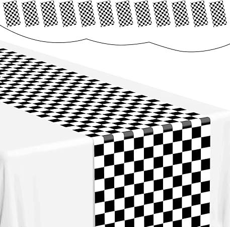 Amazon.com: 12 Pcs Checkered Table Runner 14x108 Inch Plastic Racetrack ...