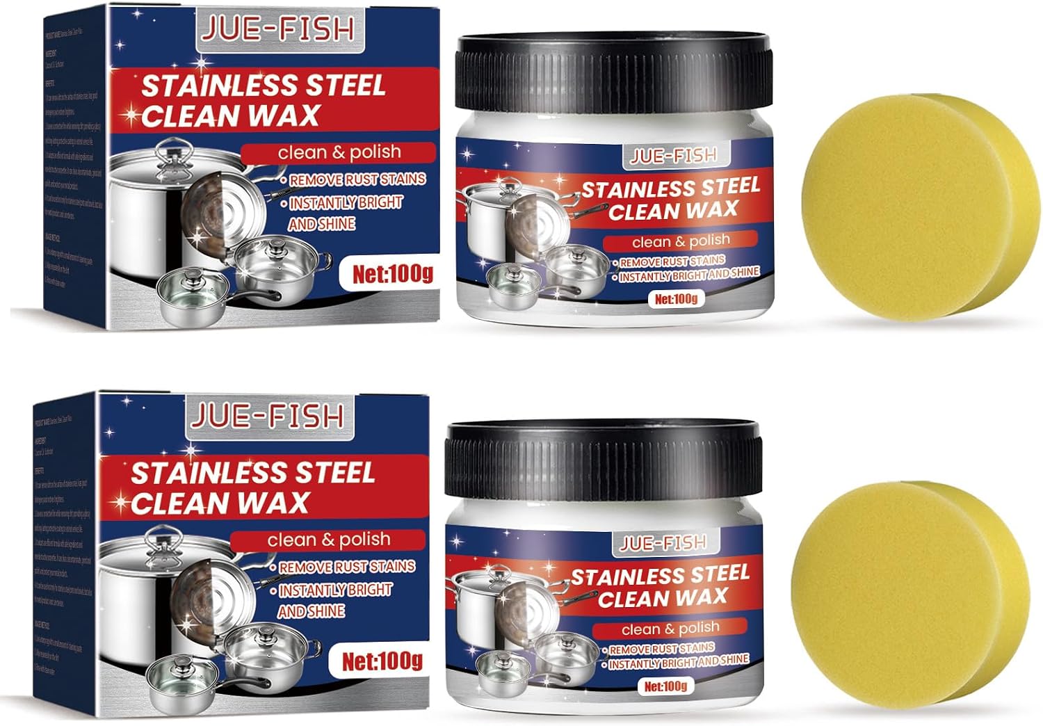 2pcs 100g Stainless Steel Clean Wax, Nano-Technology Stainless Steel ...