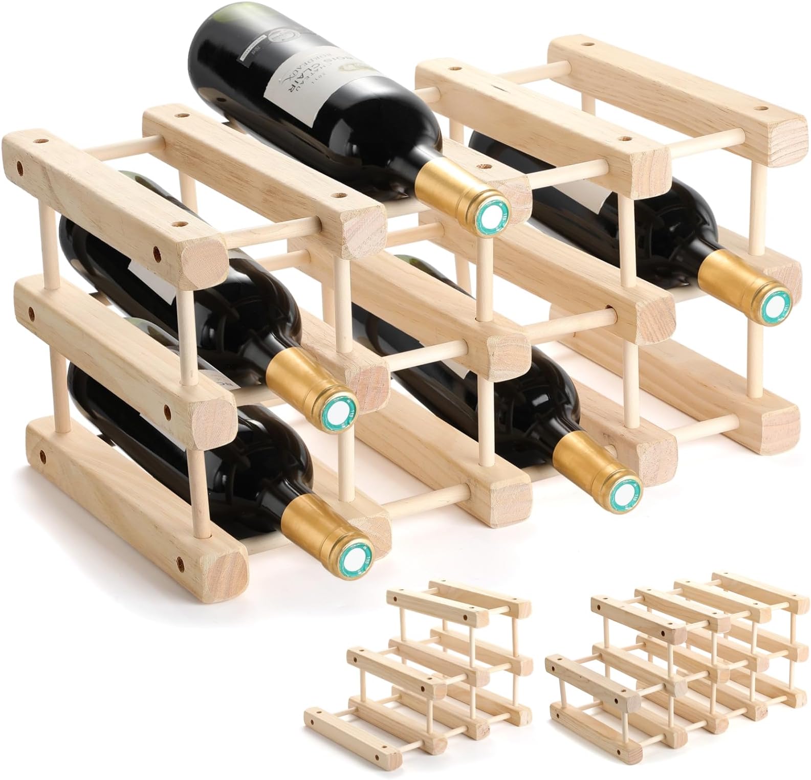 Amazon.com: HAPPYGRILL Wood Wine Rack 40-Bottle Stackable Storage Stand ...