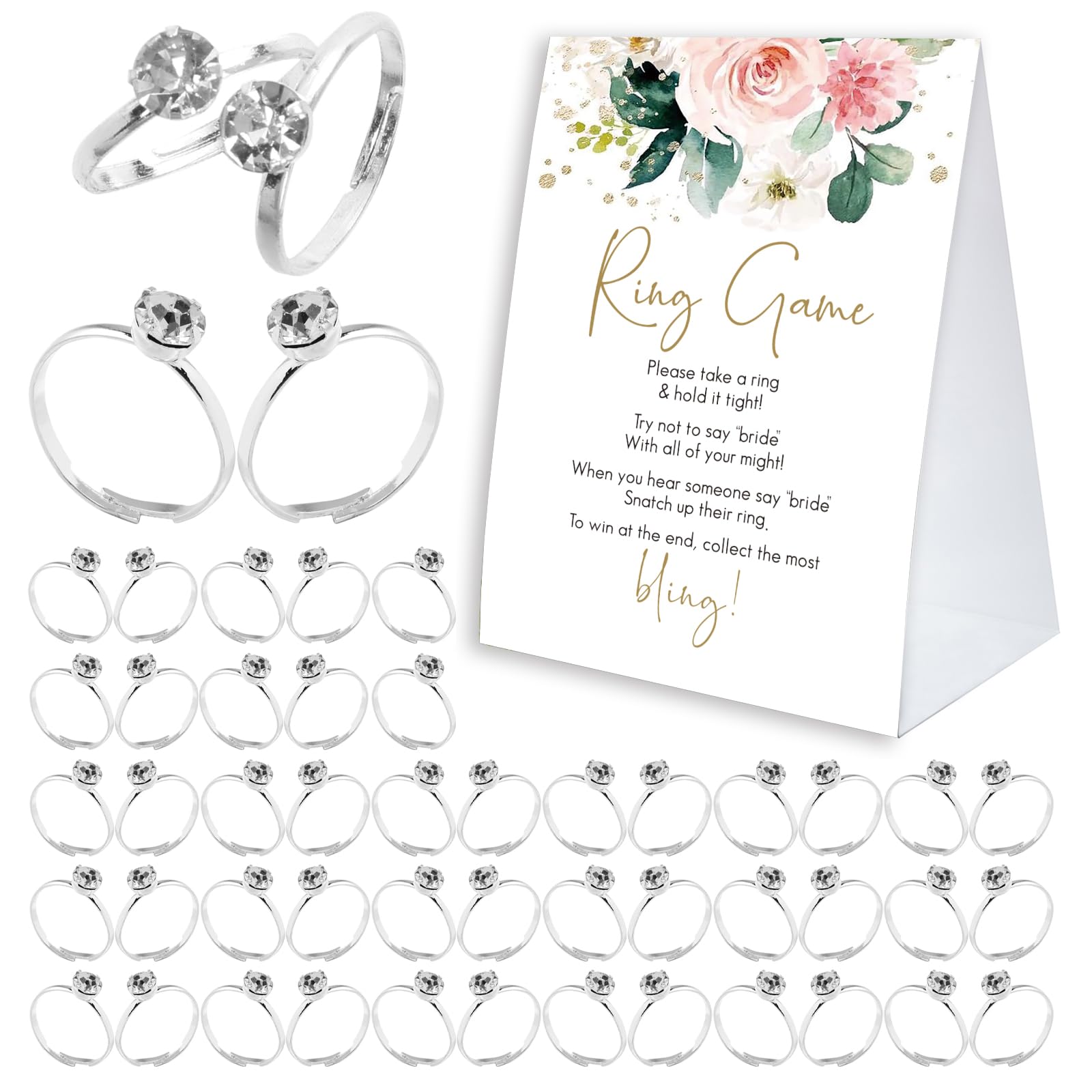 Amazon.com: Floral Bridal Shower Ring Game, Put a Ring On It Bridal ...