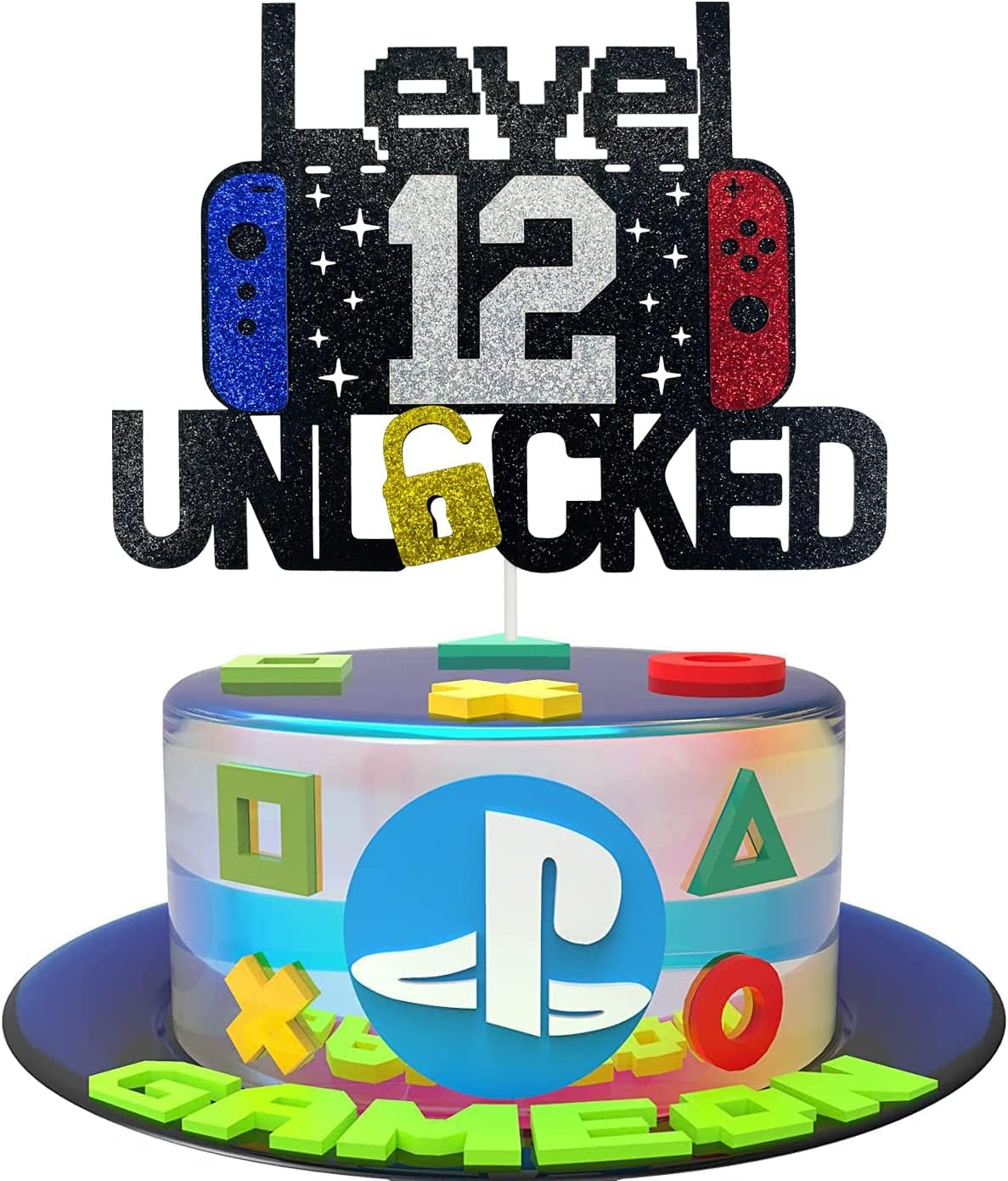 Amazon.com: Happy 12th Birthday Video Game Cake Topper Level 12 ...