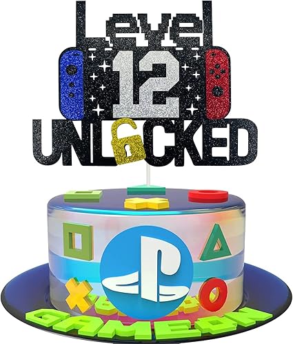 Amazon.com: Happy 12th Birthday Video Game Cake Topper Level 12 ...