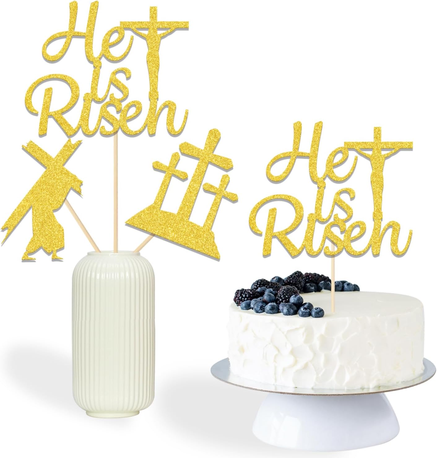 Amazon.com: 12 Pcs He is Risen Centerpiece Sticks, Easter Centerpiece ...