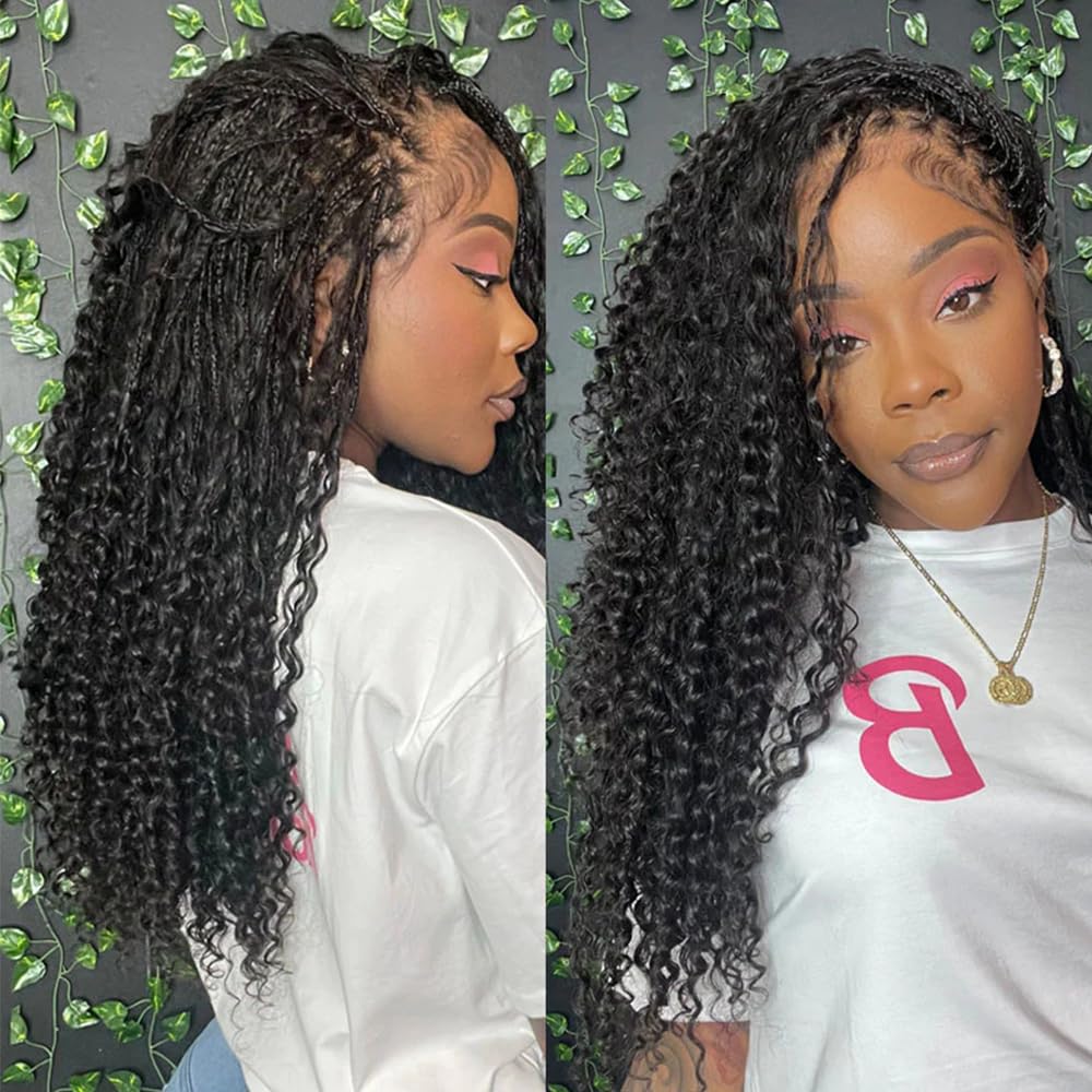 Amazon.com : JZhair Boho Box Braids Wig HD Full Lace Braided Wig Virgin ...