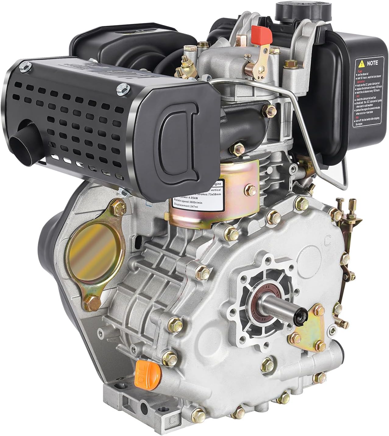 Amazon.com: PalaUha Diesel Engine 247CC Single Cylinder 4 Stroke 5HP 3 ...