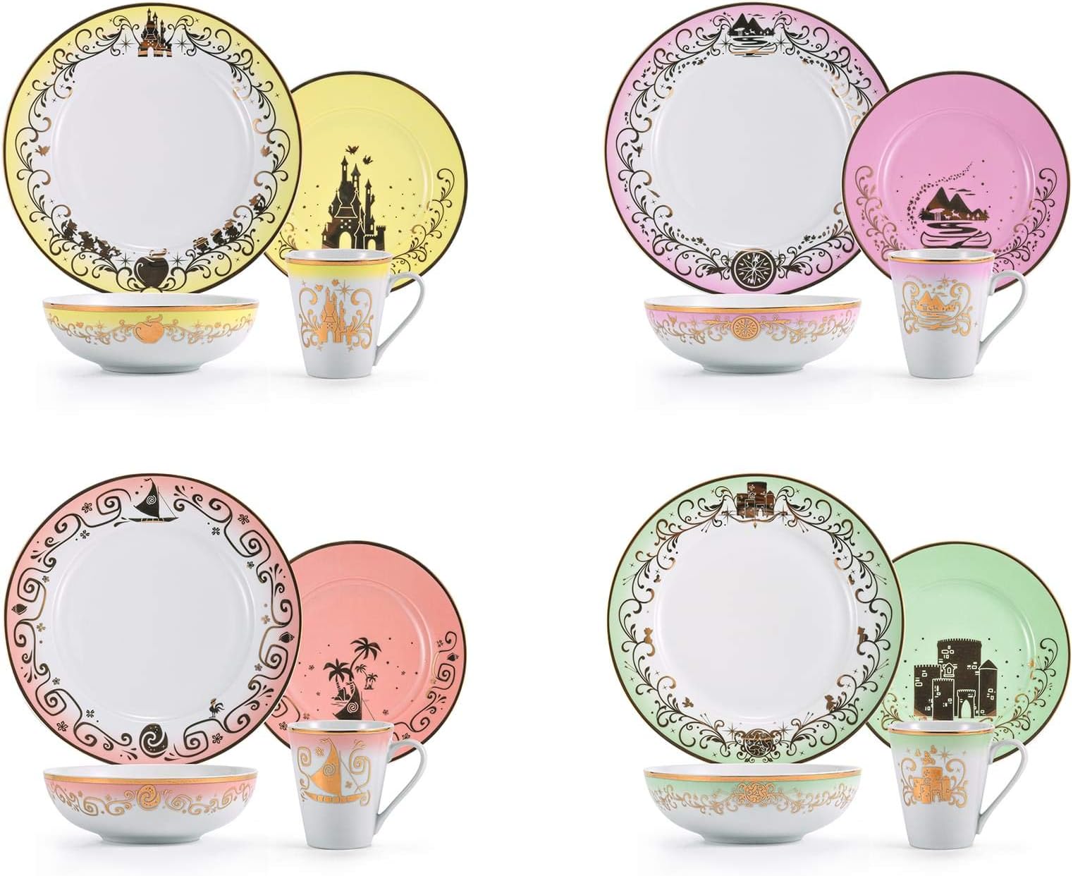 Amazon.com: Disney Themed Dinnerware Set - 16 Ceramic Dishes, 4 Place ...