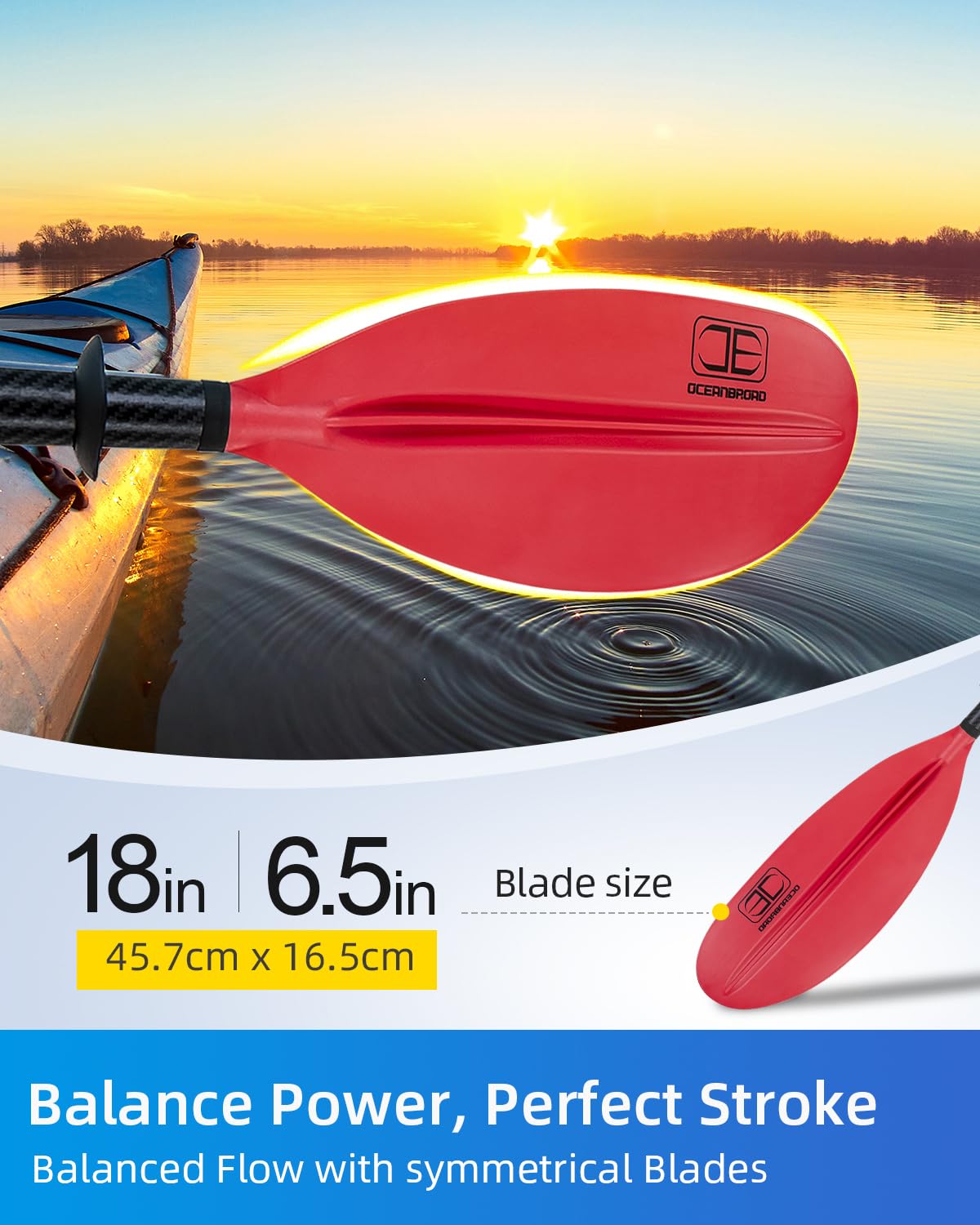 Snapklik.com : OCEANBROAD Adjustable Carbon Fiber Kayak Paddle 86in ...