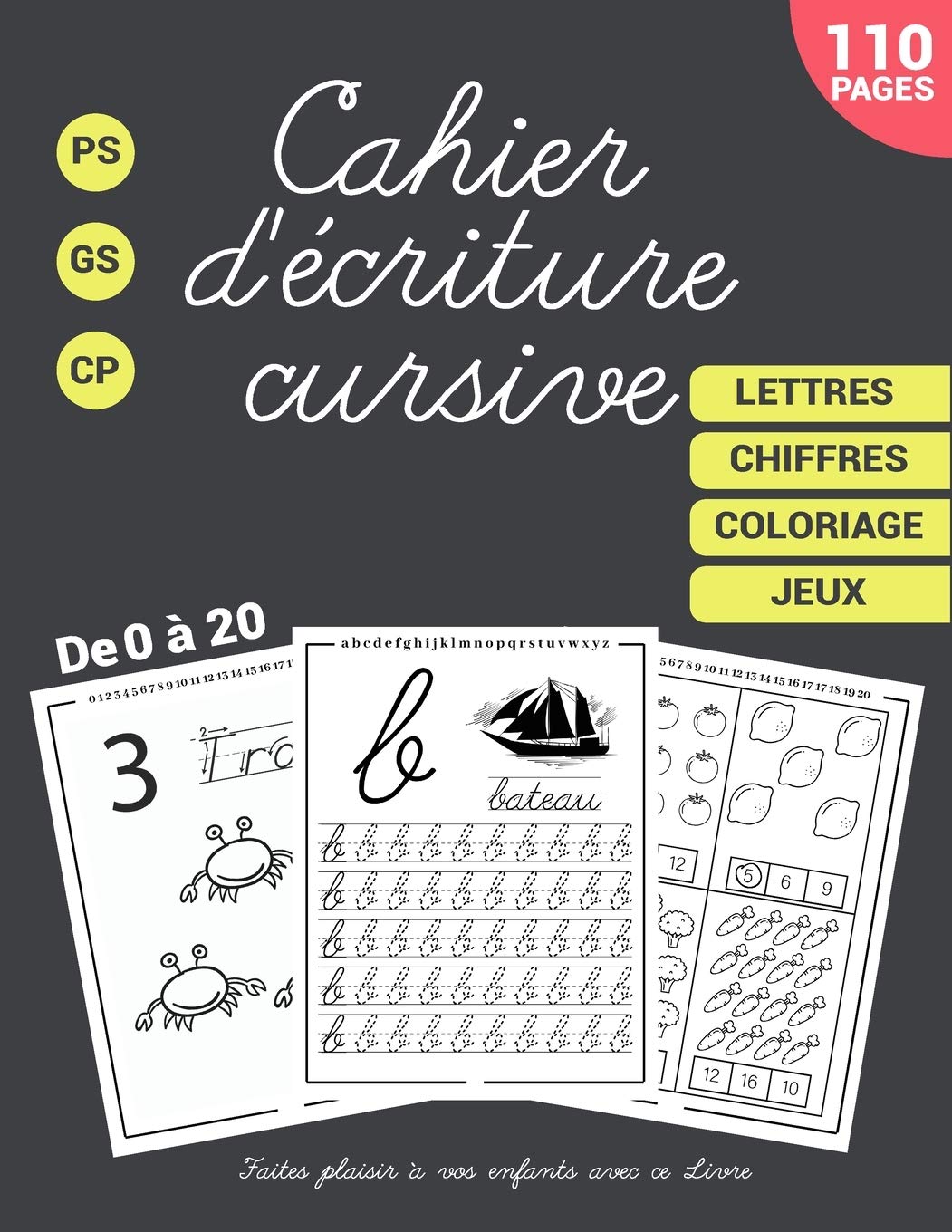 Buy Cahier d'écriture cursive: livre petite et grande section ...