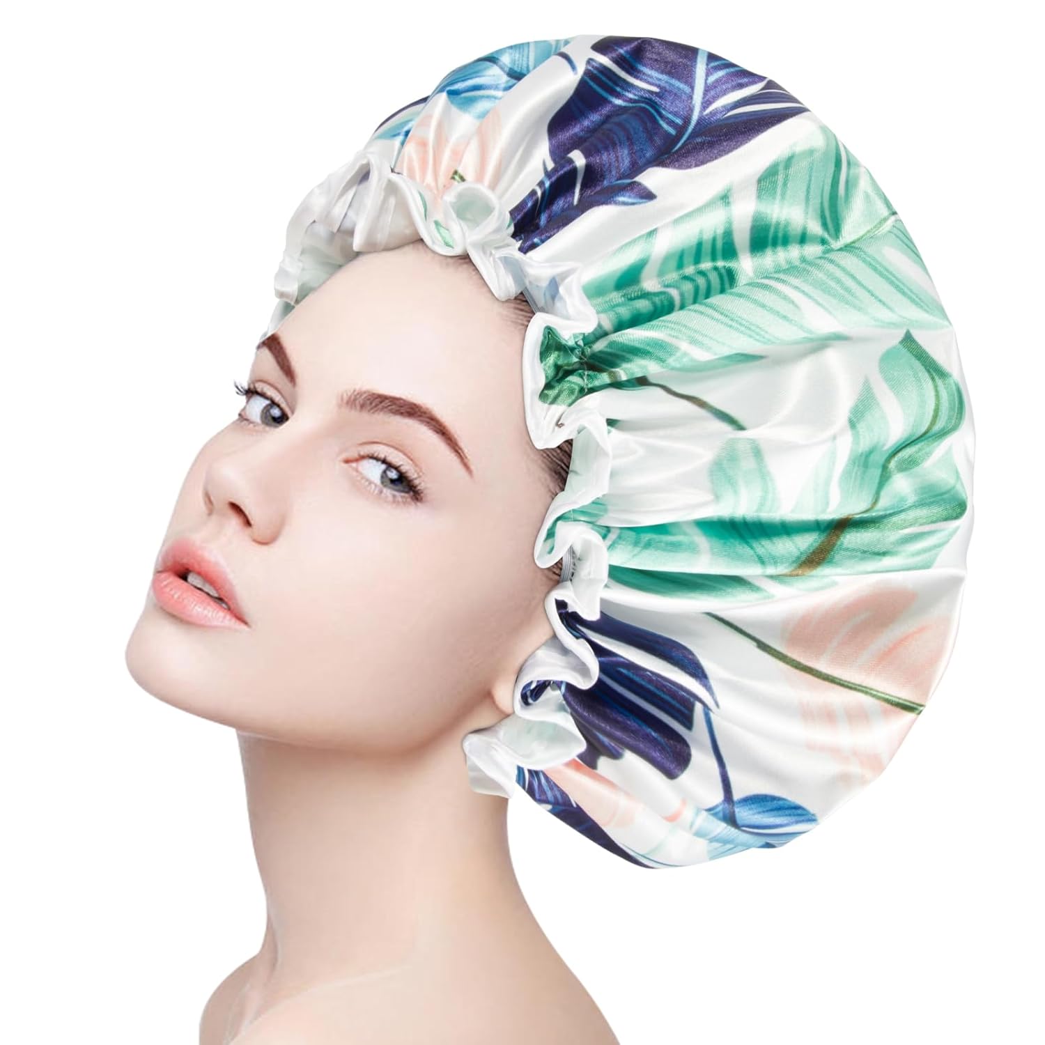 Amazon.com : Auban Shower Cap, Reusable Shower Cap for Women Long Hair ...