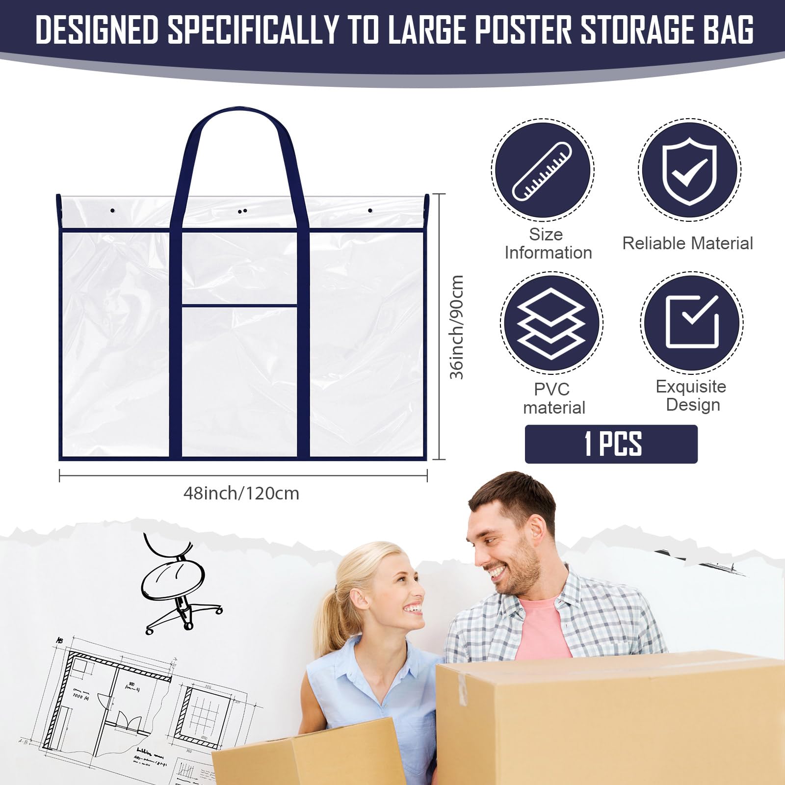Snapklik.com : Windyun Large Poster Storage Bag 48" X 36" Bulletin ...