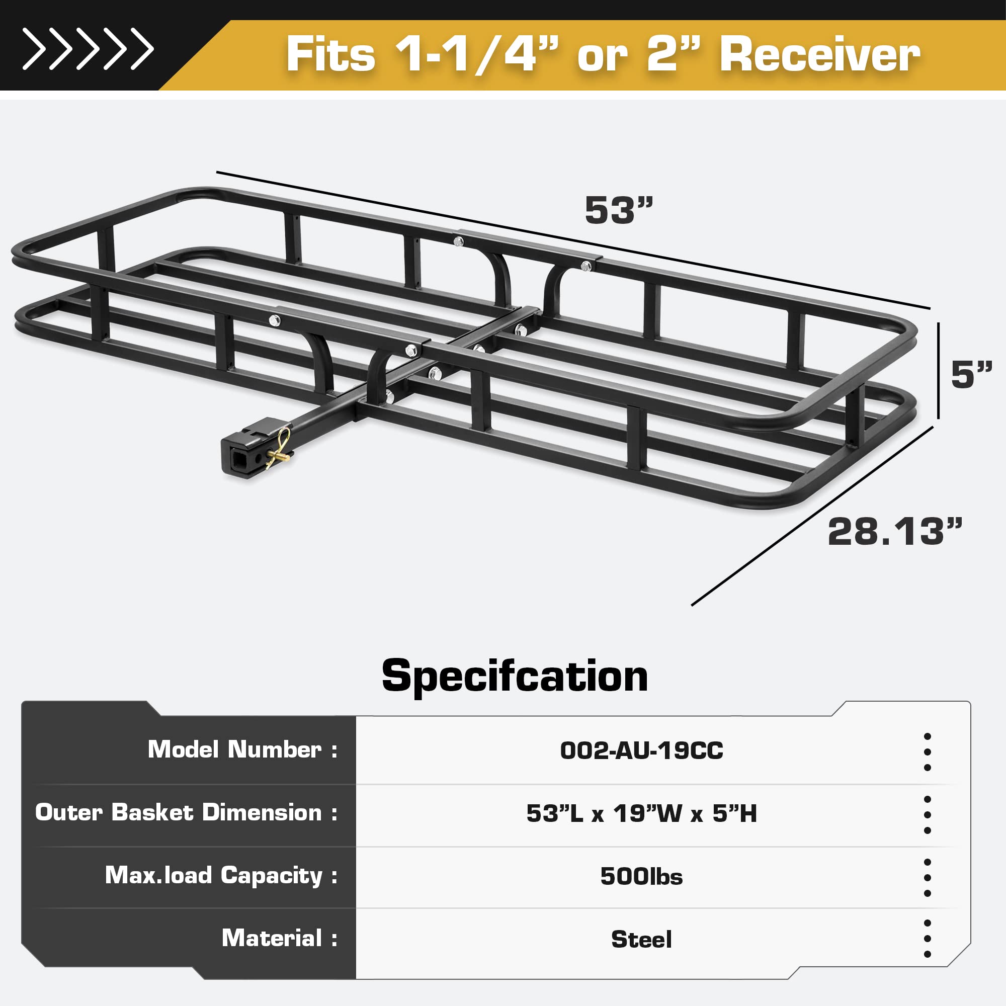 Snapklik.com : 53 X 19 Inch Heavy Duty Cargo Rack Carrier 500 Lbs ...