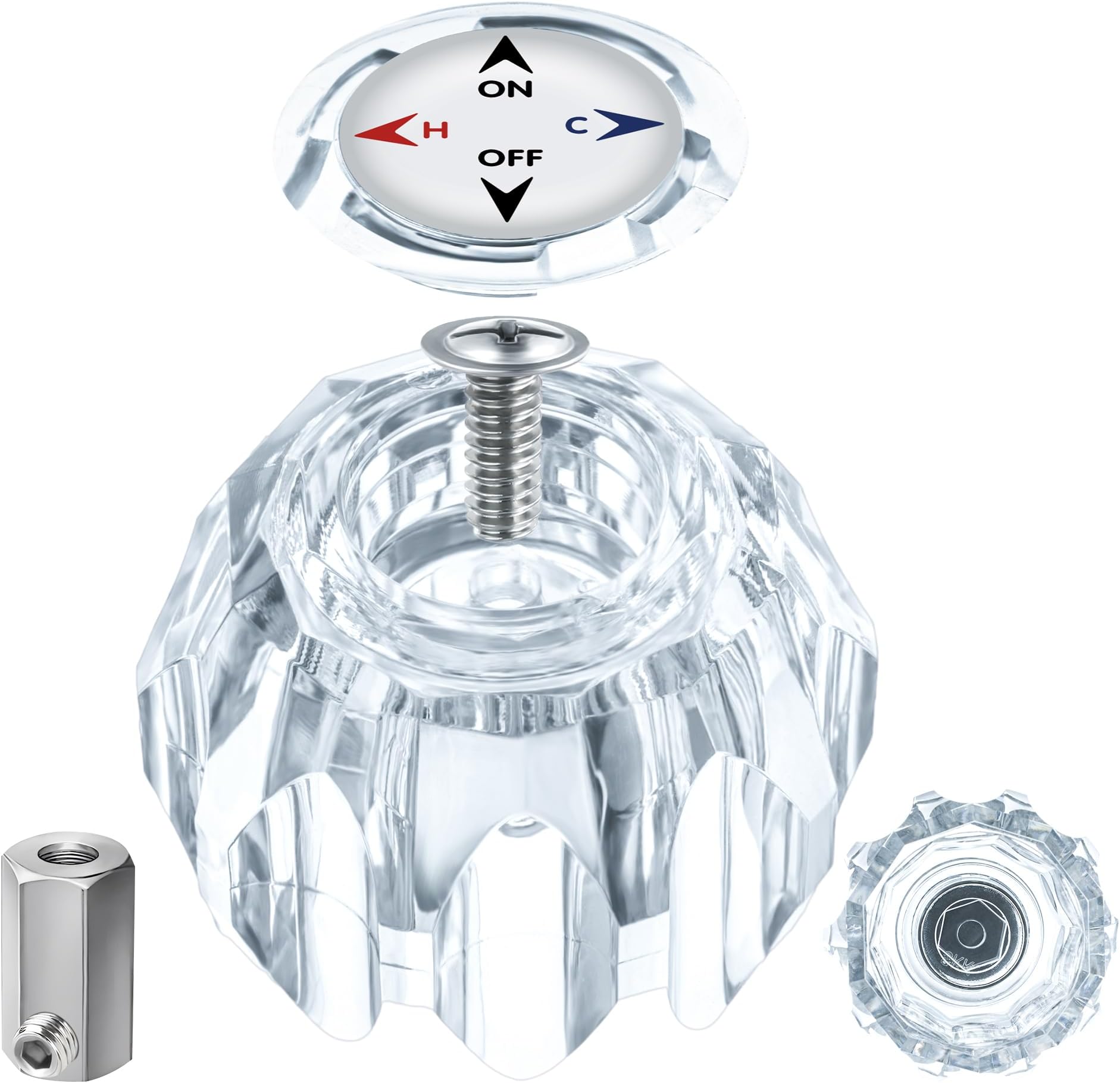 Delta Faucet RP2391 Single Clear Knob Handle Kit with Button and Set ...