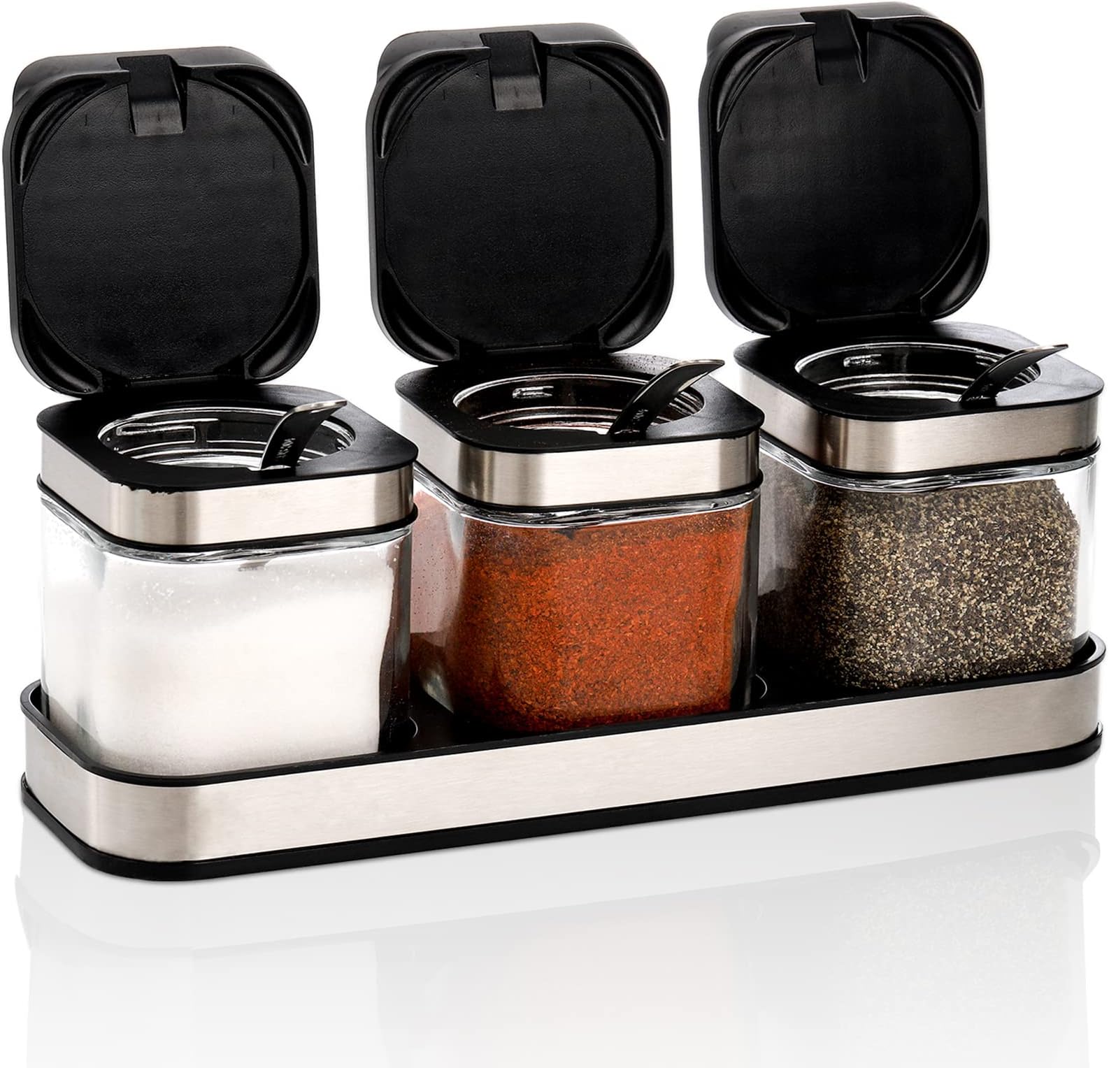 Amazon.com | JFFLYIT 3 Pcs Porcelain Condiment Jar Pot Spice Container ...