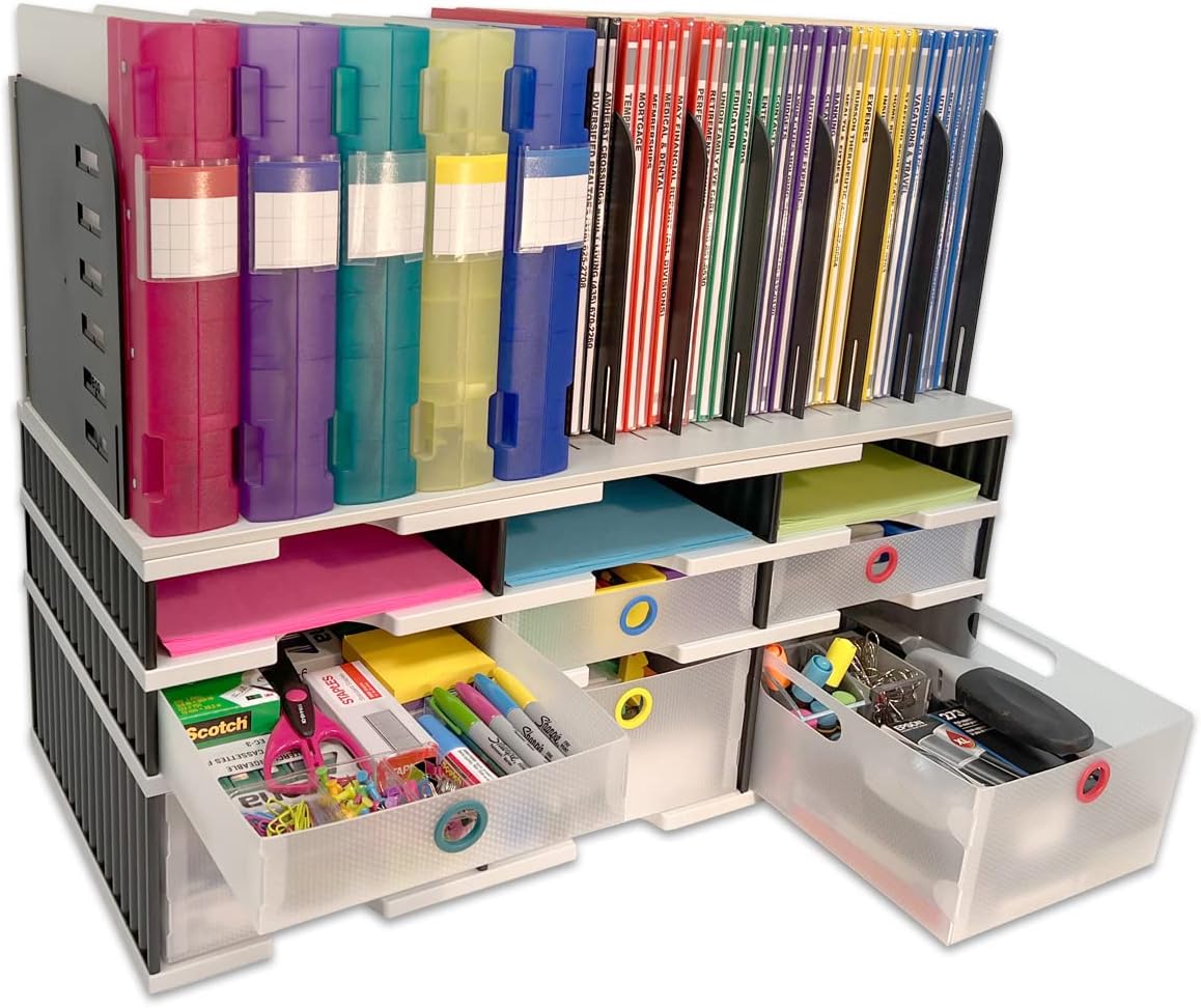 Amazon.com : Desktop Organizer 6 Slot Sorter, Riser Base, Vertical File ...