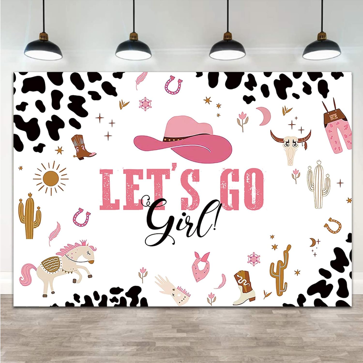 Amazon.com: Cowgirls Backdrop Let's Go Girls Bachelorette Party ...