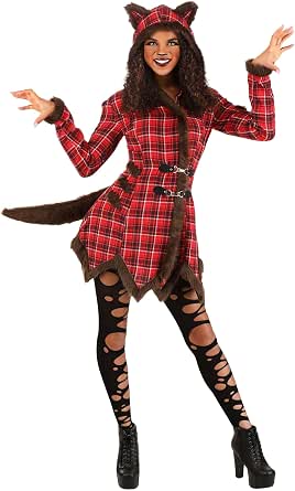 Amazon.com: Womens Werewolf Halloween Costume Dress, Plaid Werewolf ...
