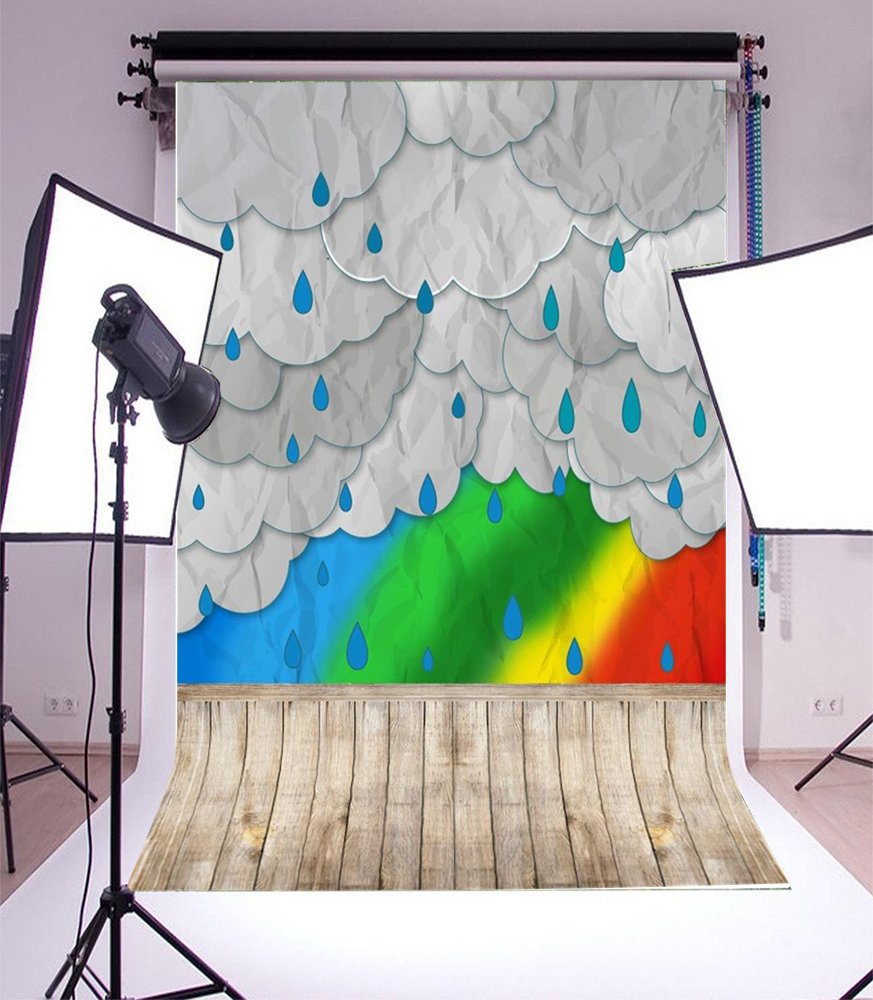 Buy Laeacco 4x5ft Thin Vinyl Photography Background Cartoon Raindrop ...