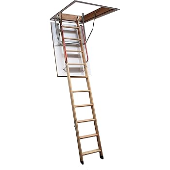 Deluxe Wooden Loft Ladder with Twin Handrails - Frame 1100 x 700mm ...