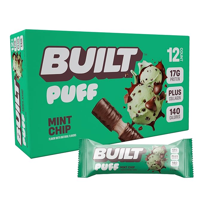 Amazon.com : Built Bar, Puff Protein Bars, Mint Chip Puff, 17g Protein ...