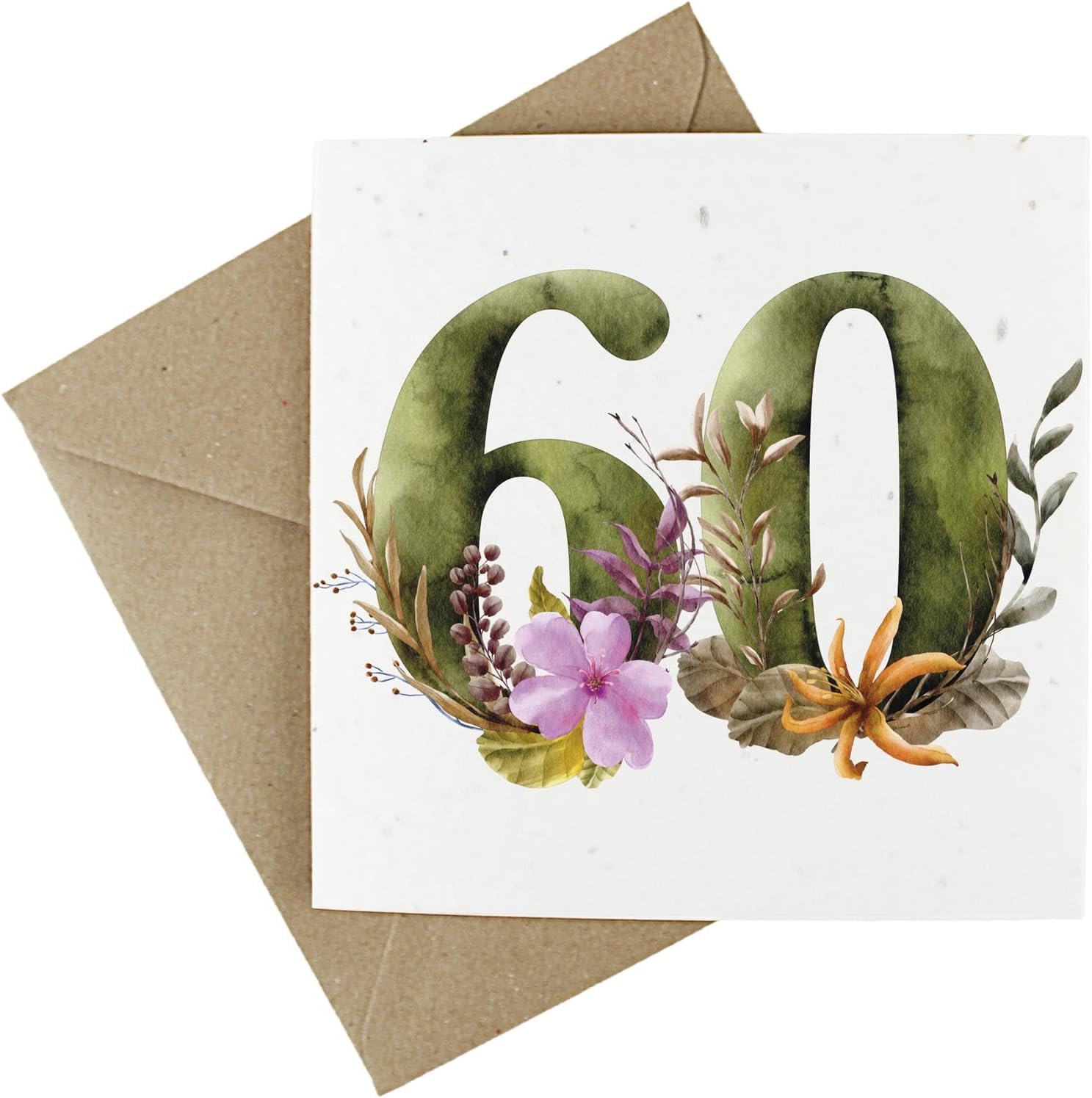 Plantable 60th Birthday Card - Floral Eco-Friendly Wildflower Seeded ...
