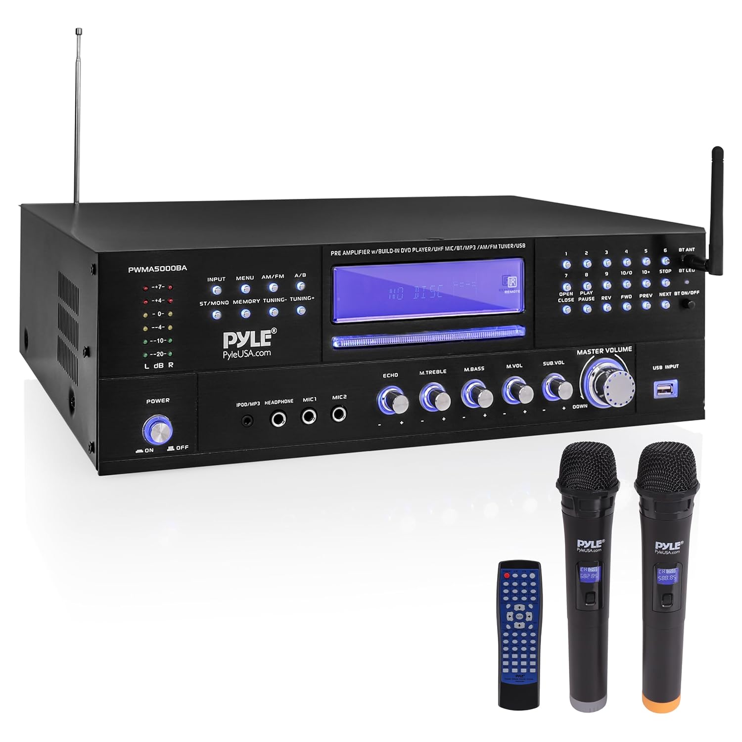 Pyle 4-Channel Karaoke Home Wireless Microphone Amplifier - Audio ...