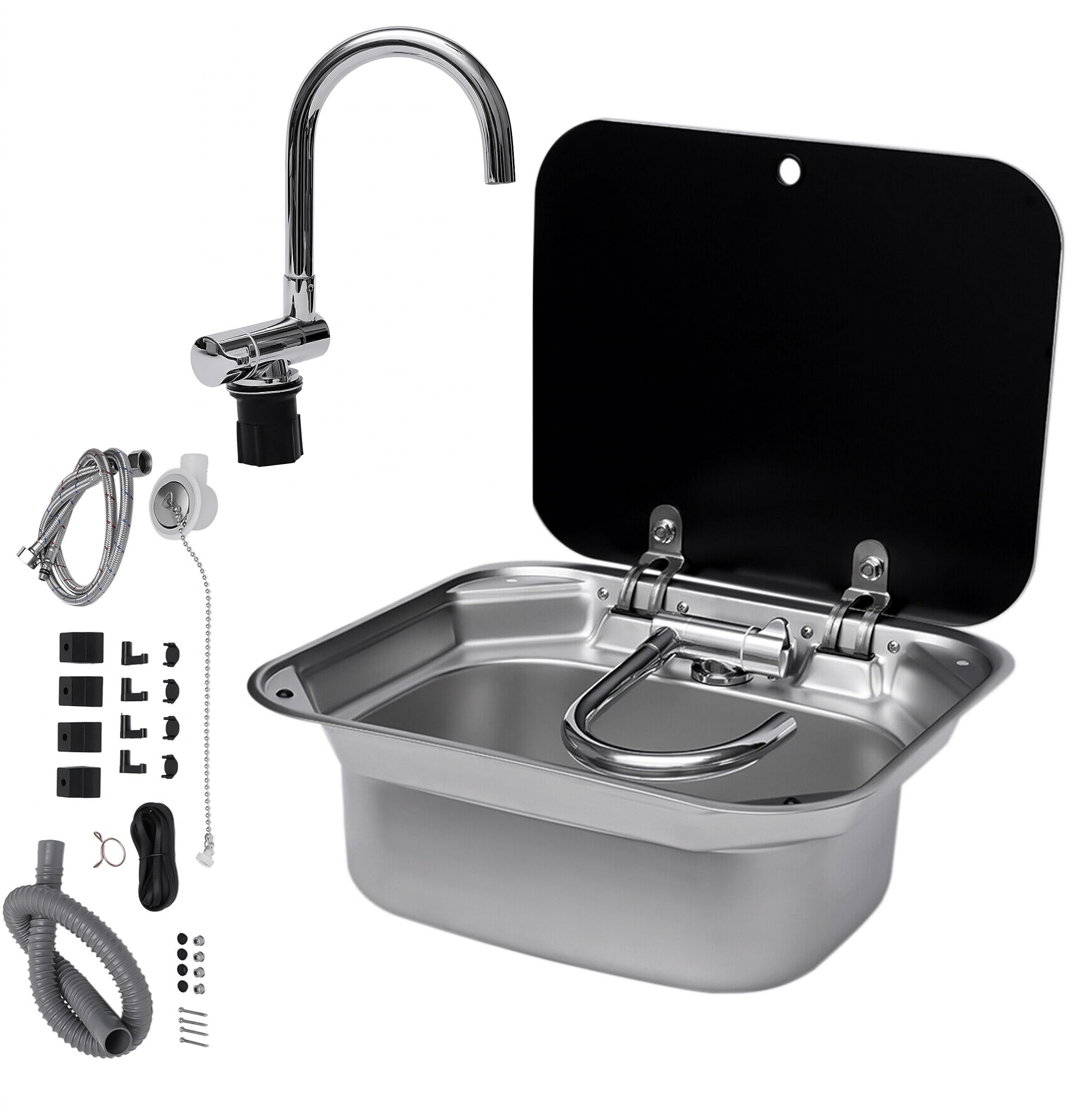 Bokknppo Caravan RV Sink Stainless Steel Boat Sink Drop-in Hand Wash ...