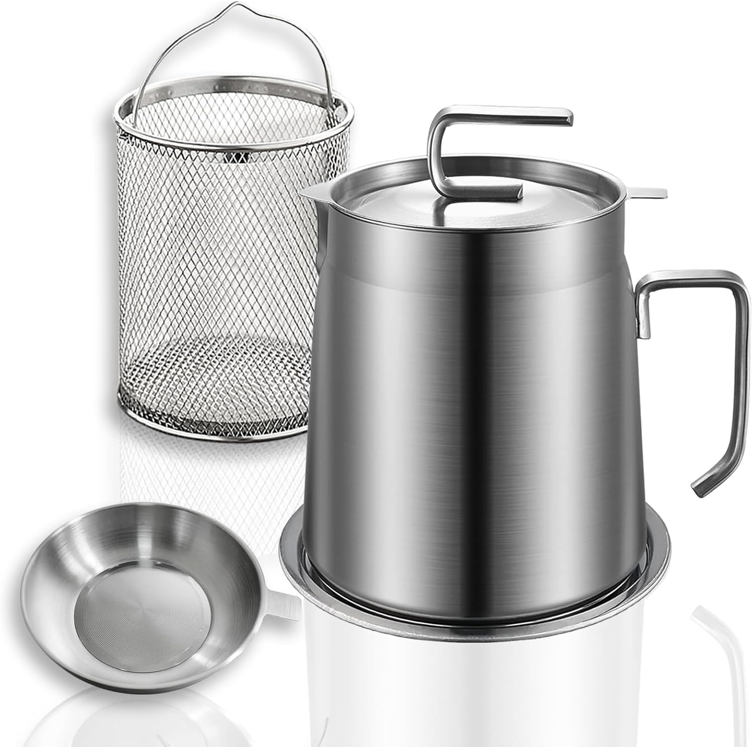 Amazon.com: 2 in 1 Oil Strainer Pot,304 Stainless Steel Large Capacity ...