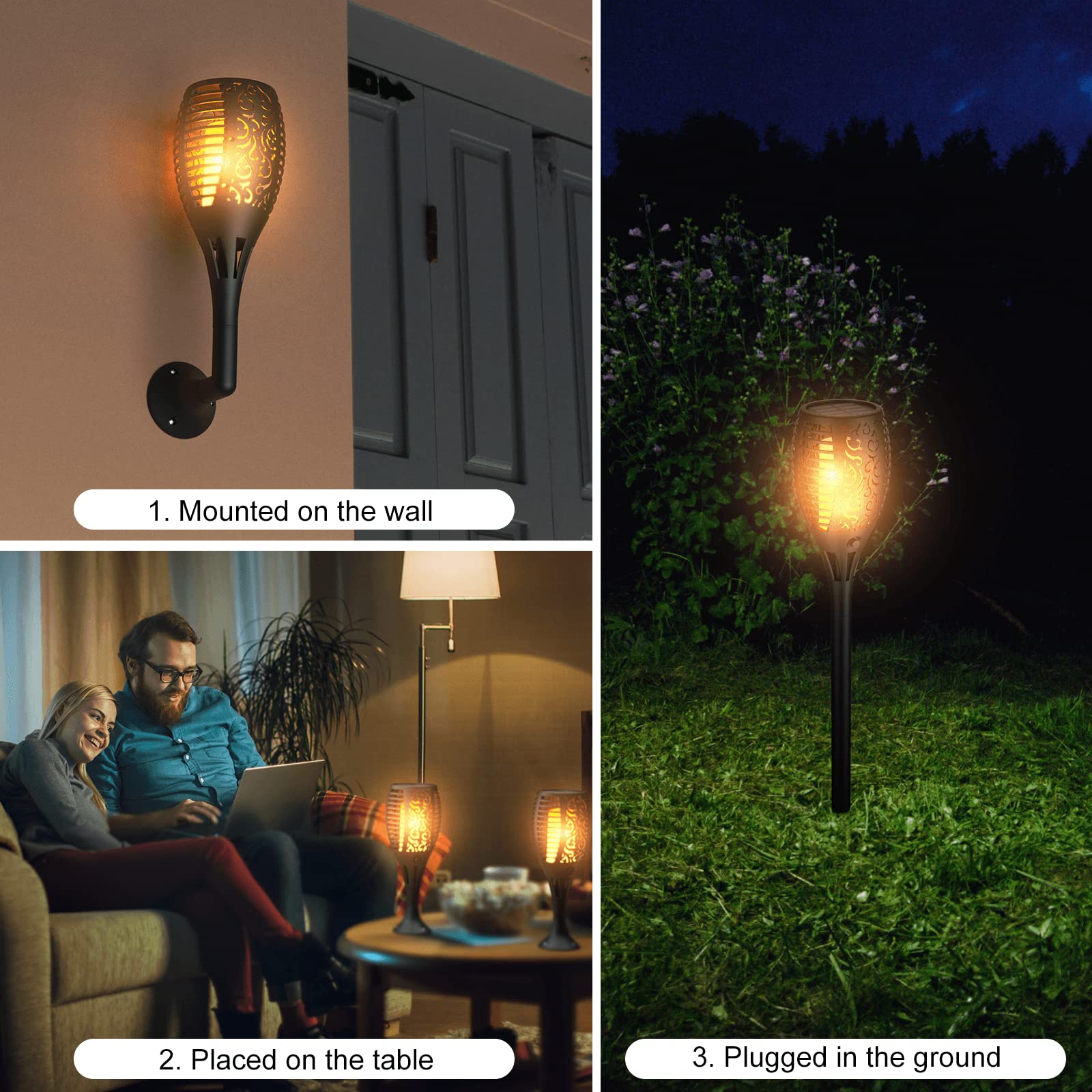 Buy Ruyilam Solar Lights Outdoor Garden, 4 Pack 33LED Waterproof Solar ...