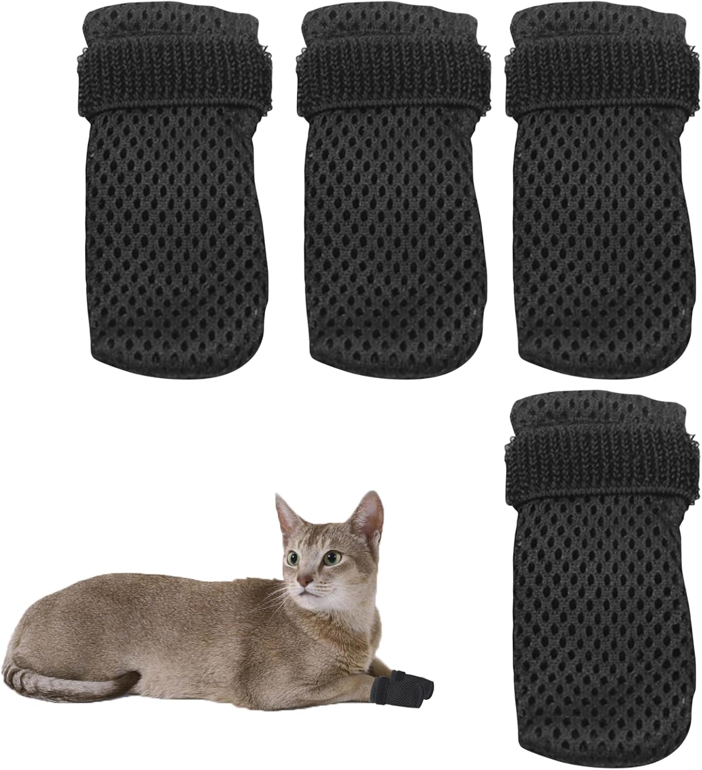 4 Pcs Anti Scratch Cat Boots - Anti Slip Cat Paw Socks Shoes ...