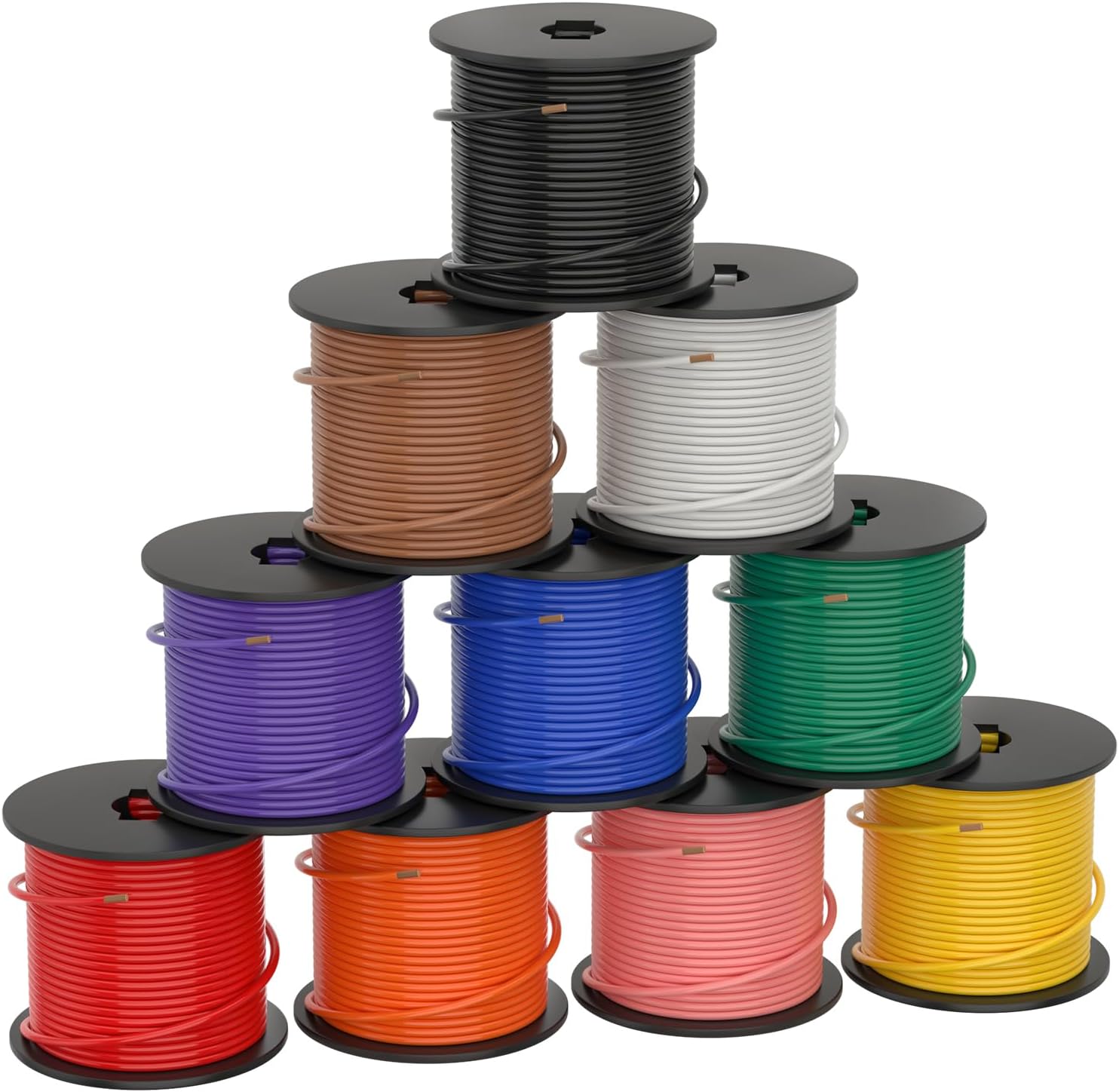 GOGOONE 10X Rolls 14 Gauge 100FT 10 Colors Automotive Primary Wire ...