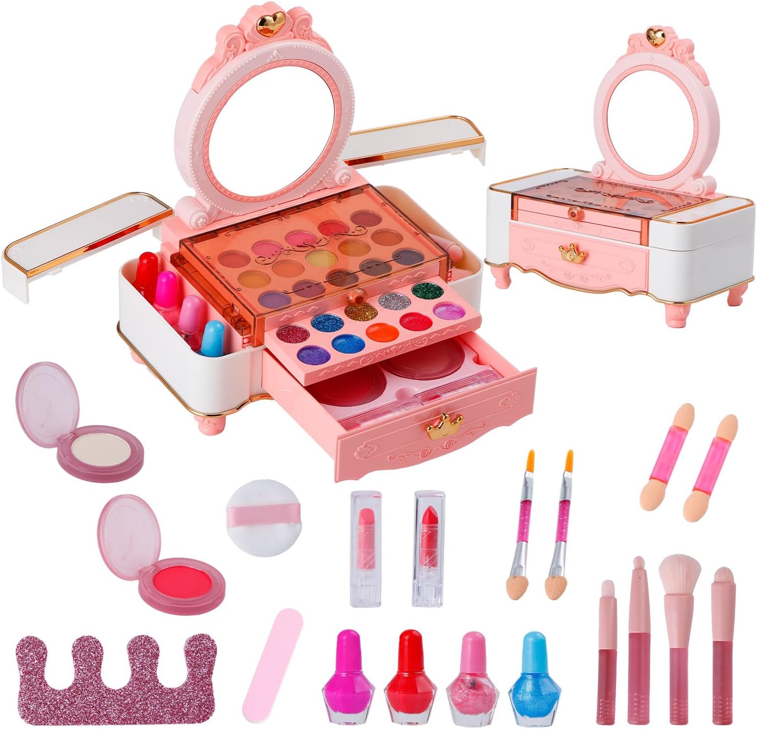 Amazon.com: Kids Makeup Kit for Girl Toys，Princess Toys Real Washable ...