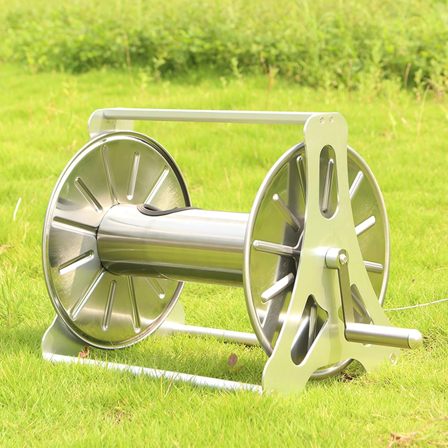 Stainless Steel Garden Hose Reel, Holds 50M Hose- Wall-Mounted or ...