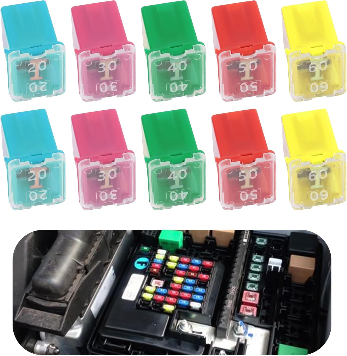 10PCS Box Shaped Car Fuse Kit,Standard Car Fuses Assortment Kit Include ...