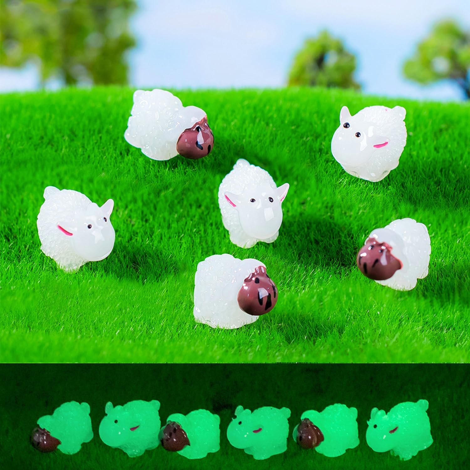 Amazon.com: titihuirie 50PCS Luminous Micro Landscape Sheep Mini Resin ...