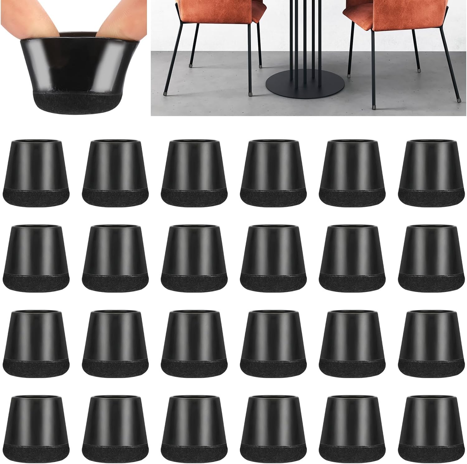 Provone 24 Pcs Chair Leg Floor Protectors, Silicone Chair Leg Covers ...