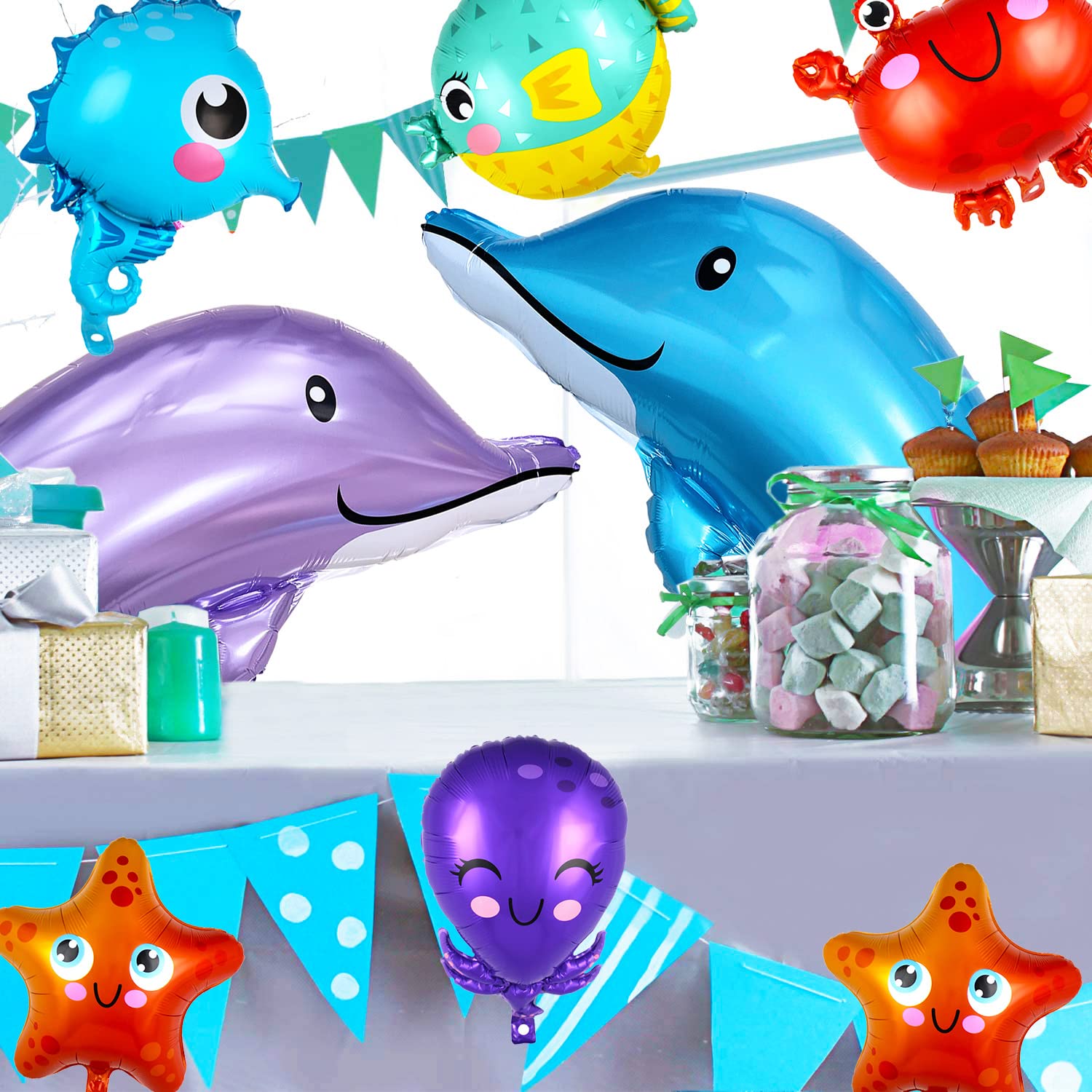 Snapklik.com : Timecity Large Fish Dolphin Foil Balloons 5pcs Ocean ...