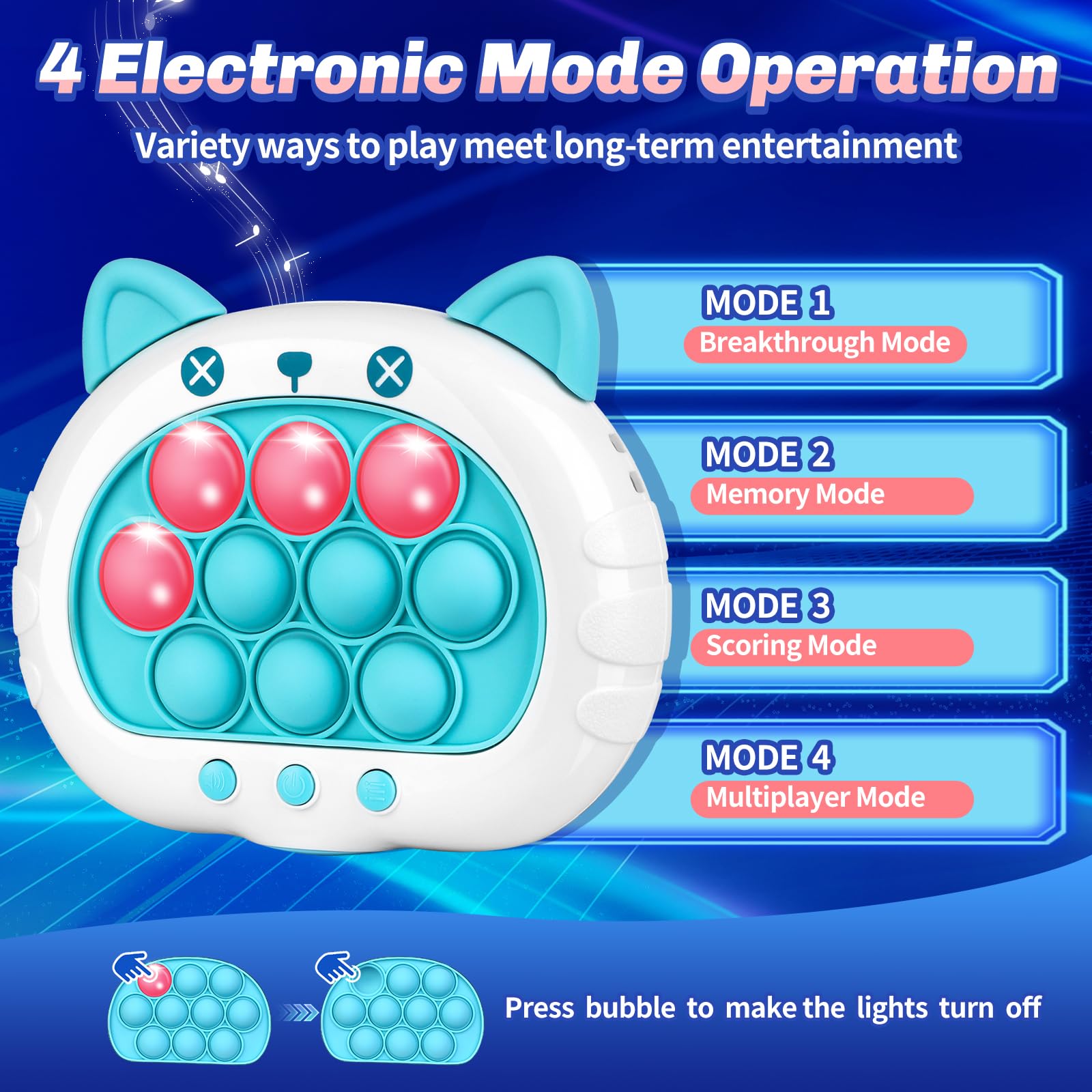 Snapklik.com : Pop Toys Fast Push, Fidget Handheld Game Bubble Light Up ...