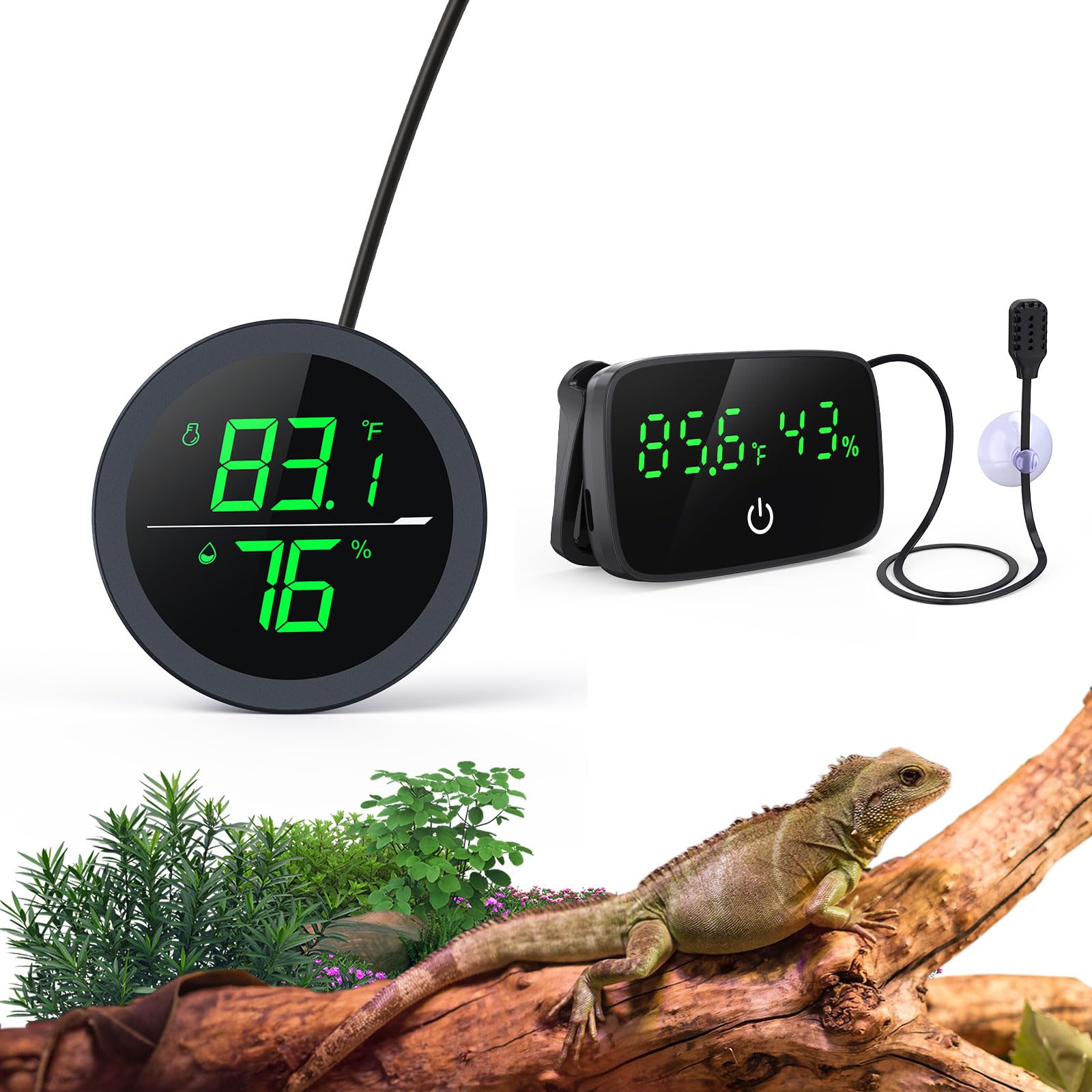 Reptile Tank Thermometer, PAIZOO LED Digital Reptile Thermometer and ...
