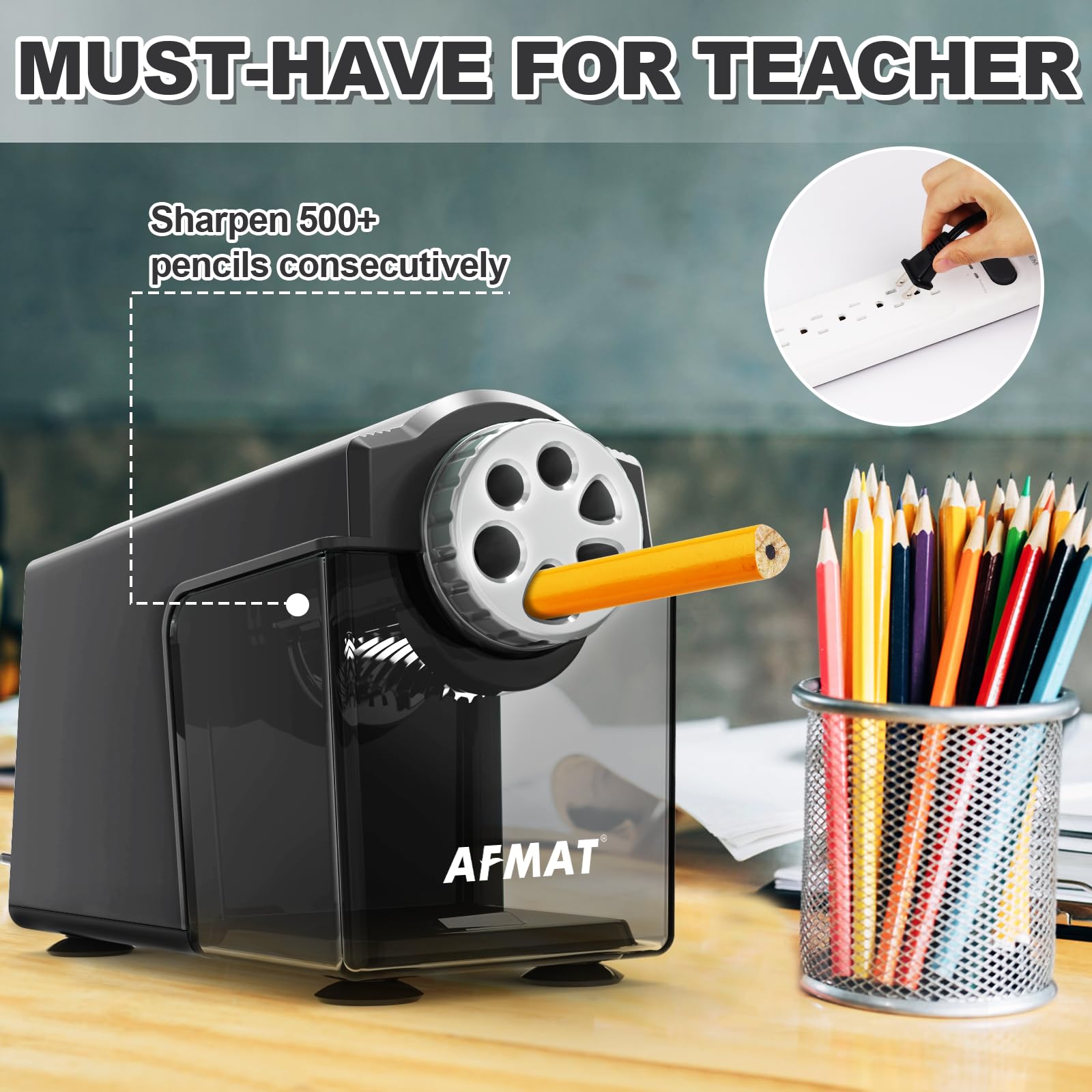 Snapklik.com : Electric Pencil Sharpener Heavy Duty, 6-Hole Classroom ...