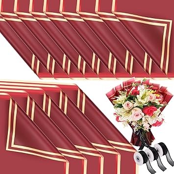 Amazon.com: Njzwxzw 60 Sheets Flower Wrapping Paper,Gold Edge Floral ...